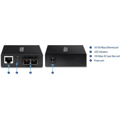 100BASE-T TO 100BASE-FX CONVERT FX MULTI-MODE SC FIBER CONVERTER