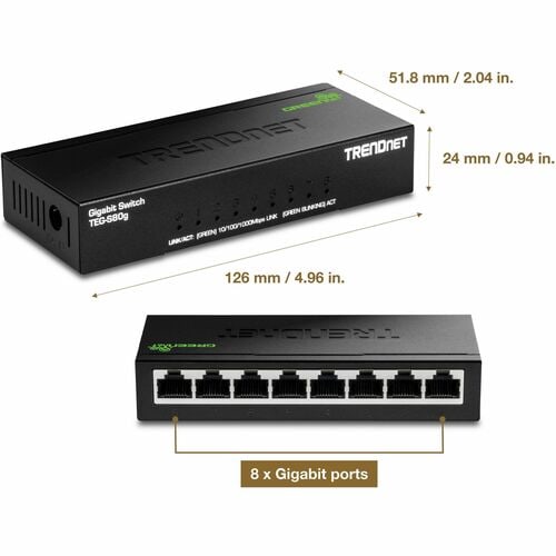 8PORT GIGABIT GREENNET SWITCH METAL