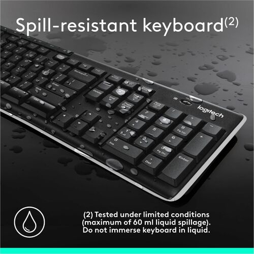 K270 WIRELESS KEYBOARD - BLACK RETAIL BOX (UNIFIED RECEIVER)