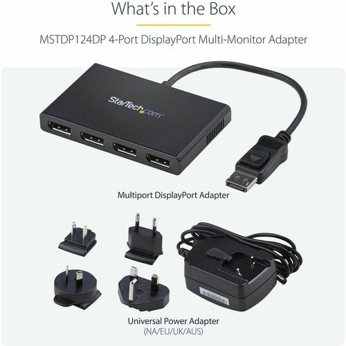 DP TO DP MULTI MONITOR ADAPTER 4 PORT DISPLAYPORT SPLITTER MST HUB