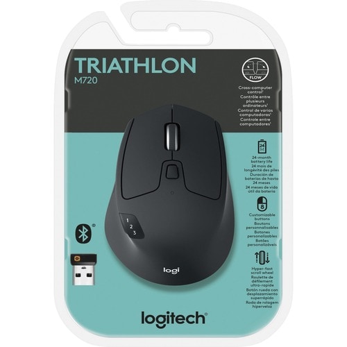Logitech M720 Triathlon Multi-Device Wireless Mouse, Bluetooth, USB ...