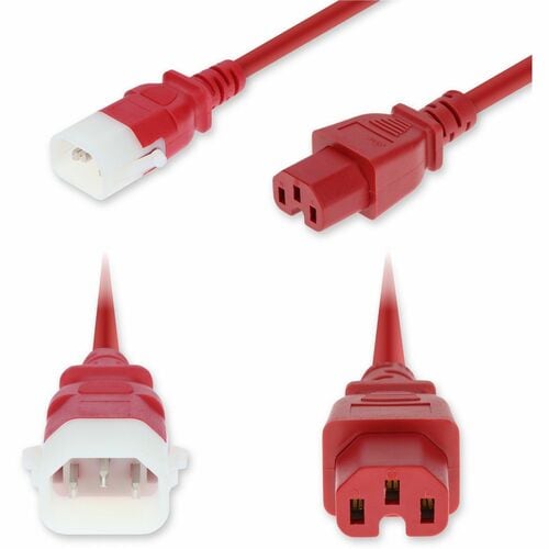 6FT C14 C15 P-LOCK 14 AWG RED HI-TEMP 250V AT 15A PVC SJT
