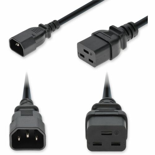 10FT C14 C19 14 AWG BLK PWR CBL ITEMP 250V AT 15A PVC SJT
